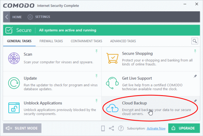 Comodo Backup, Online BackUp, Data Backup Tool, Comodo Internet Security
